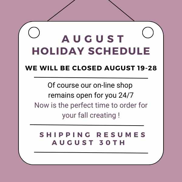 August Holiday Schedule for Shades of Clay in Canada - Shades of Clay